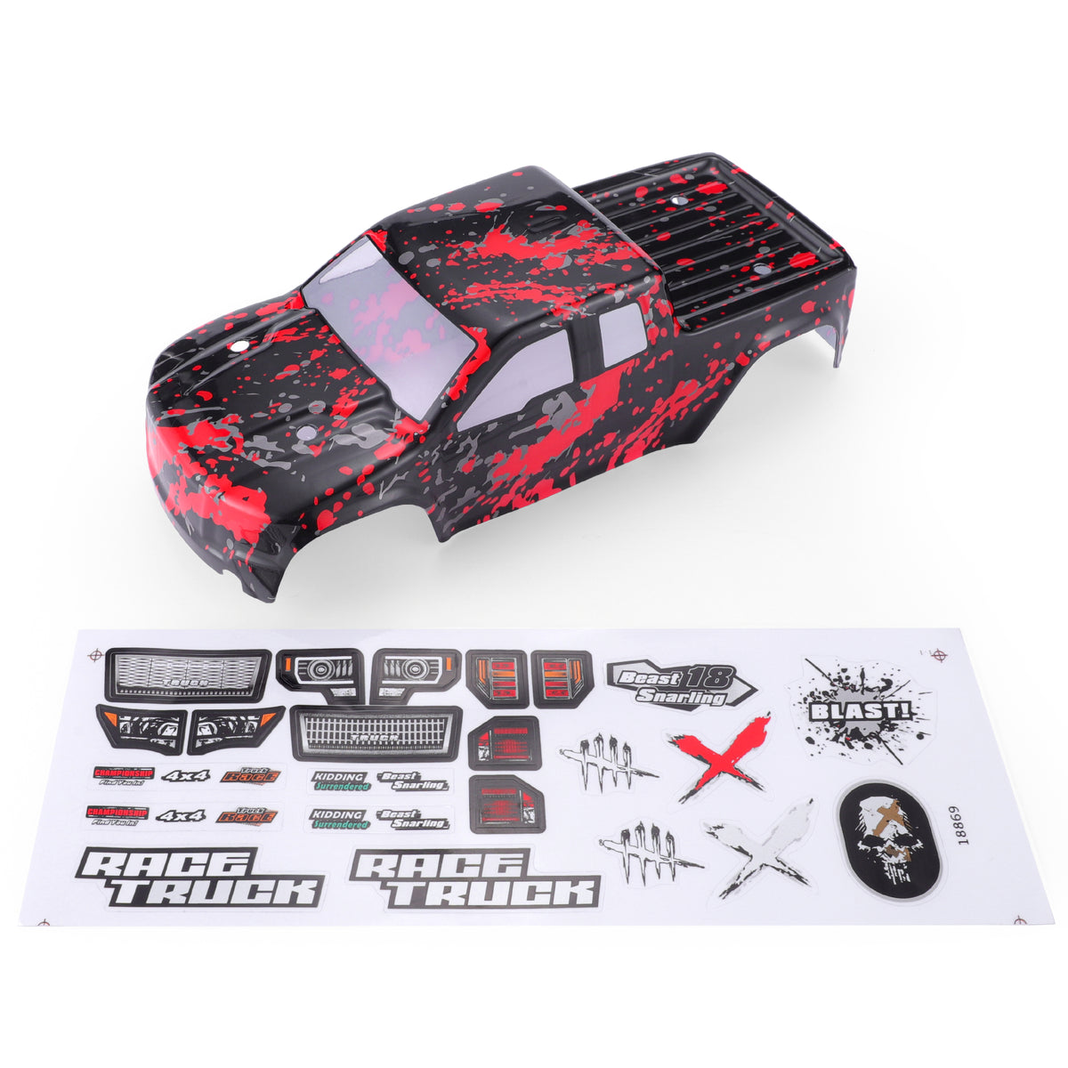 1/18TH SCALE RC CARS SPARE PARTS TRUCK BODY SHELL（RED) 2020 NEW VERSIO ...