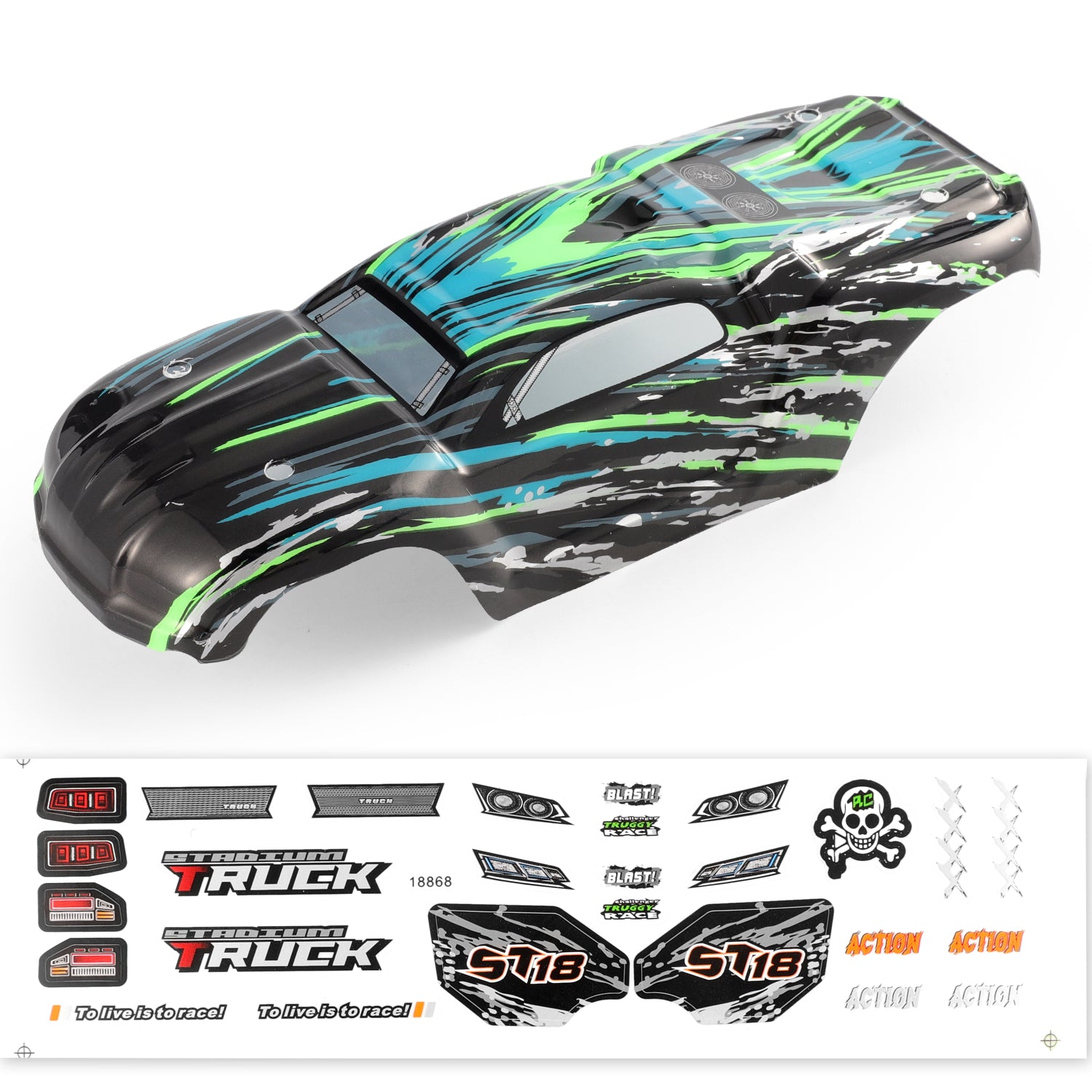 1/18TH Scale RC cars spare parts Truggy Body（Black ) Apply to 2020 New ...